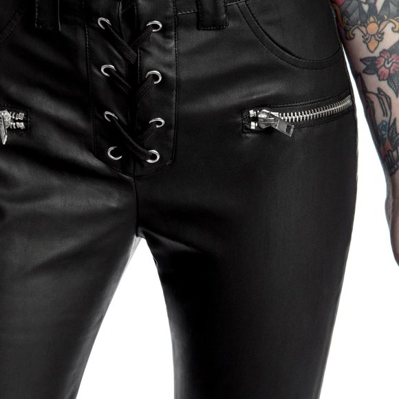 Killstar | Pants & Jumpsuits | Nwt Killstar Hello Vegan Leather Lace Up ...